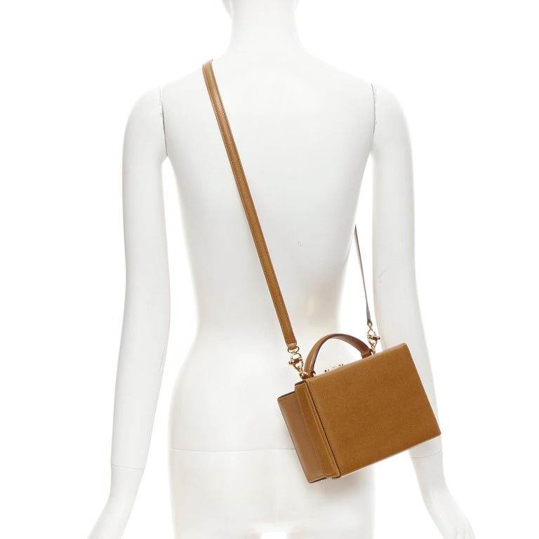 rare MARK CROSS Grace Small brown leather crossbody vanity box bag at ...