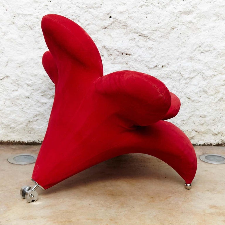 Rare Masanori Umeda Getsuen Lily Red Easy Chair by Edra, circa 1990 For ...