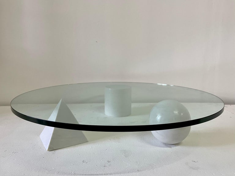 Rare Massimo and Lella Vignelli 'Metaphora' White Marble Base Cocktail ...