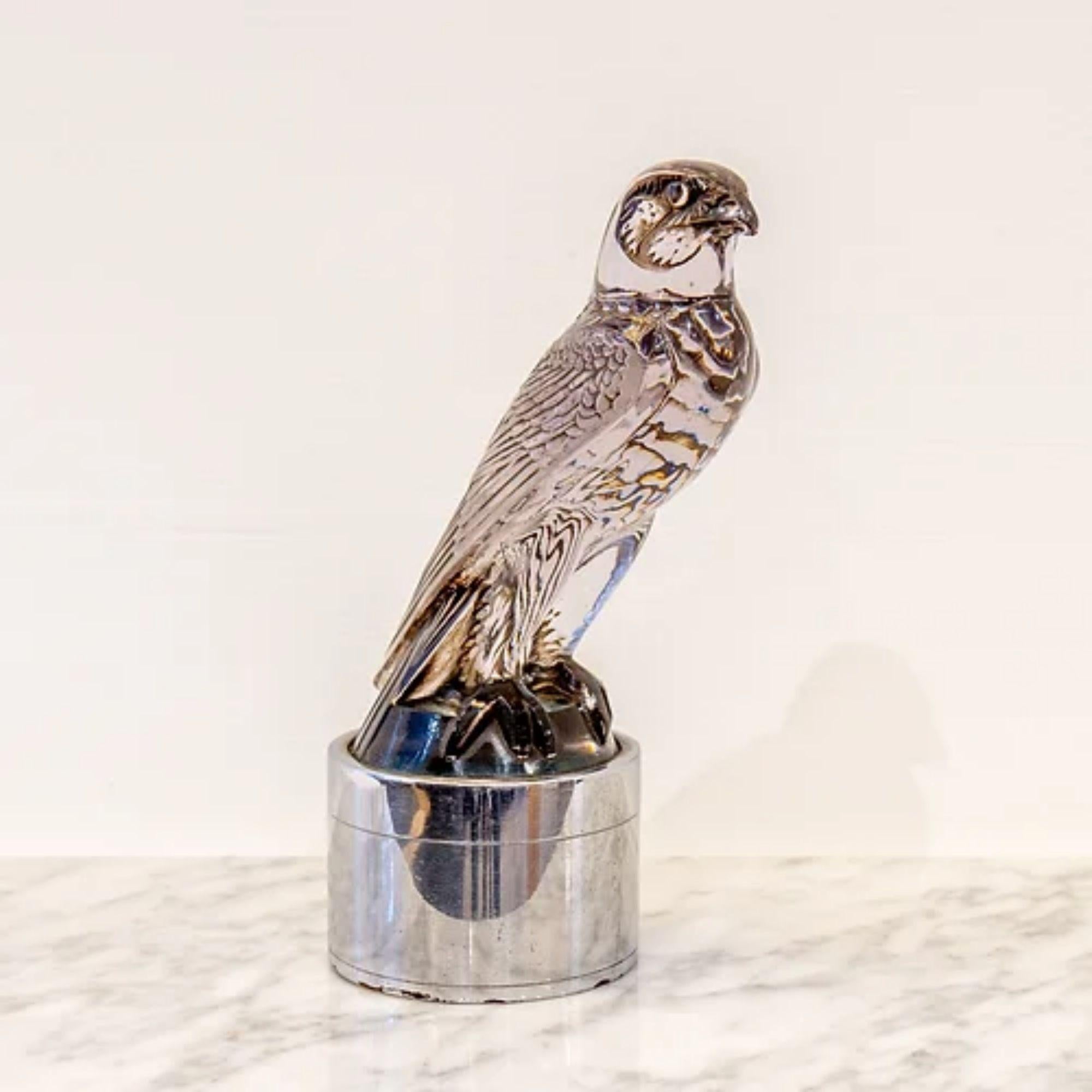Rare Mauve tinted Glass Falcon Car Mascot Sculpture by René Lalique ...