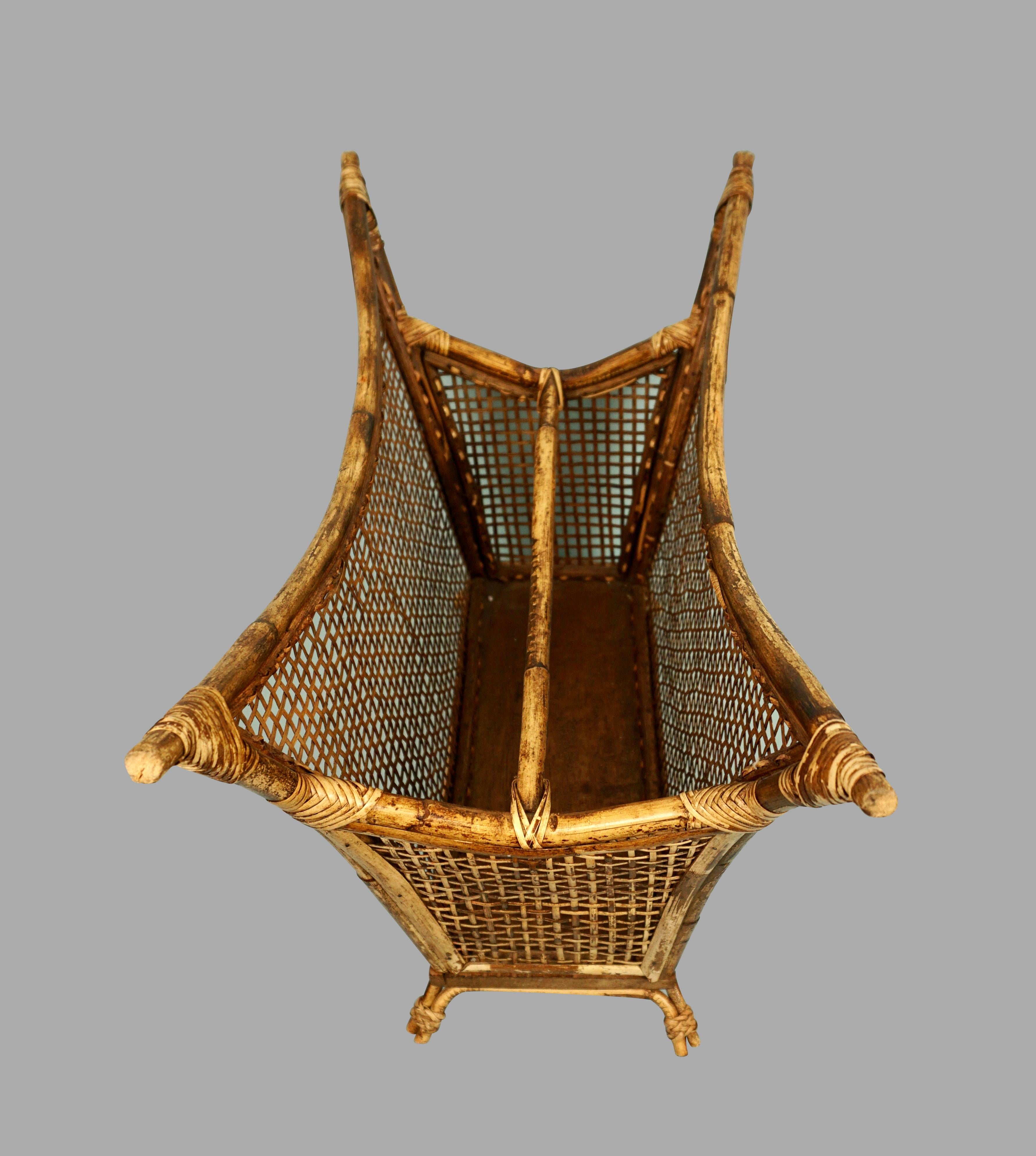 Rare Mcguire Bamboo and Cane Magazine Rack For Sale at 1stDibs