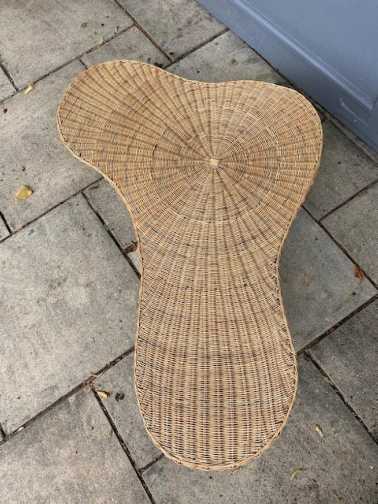 Rare MCM Biomorphic / Amoeba Wicker and Iron Cocktail /Coffee Table ...