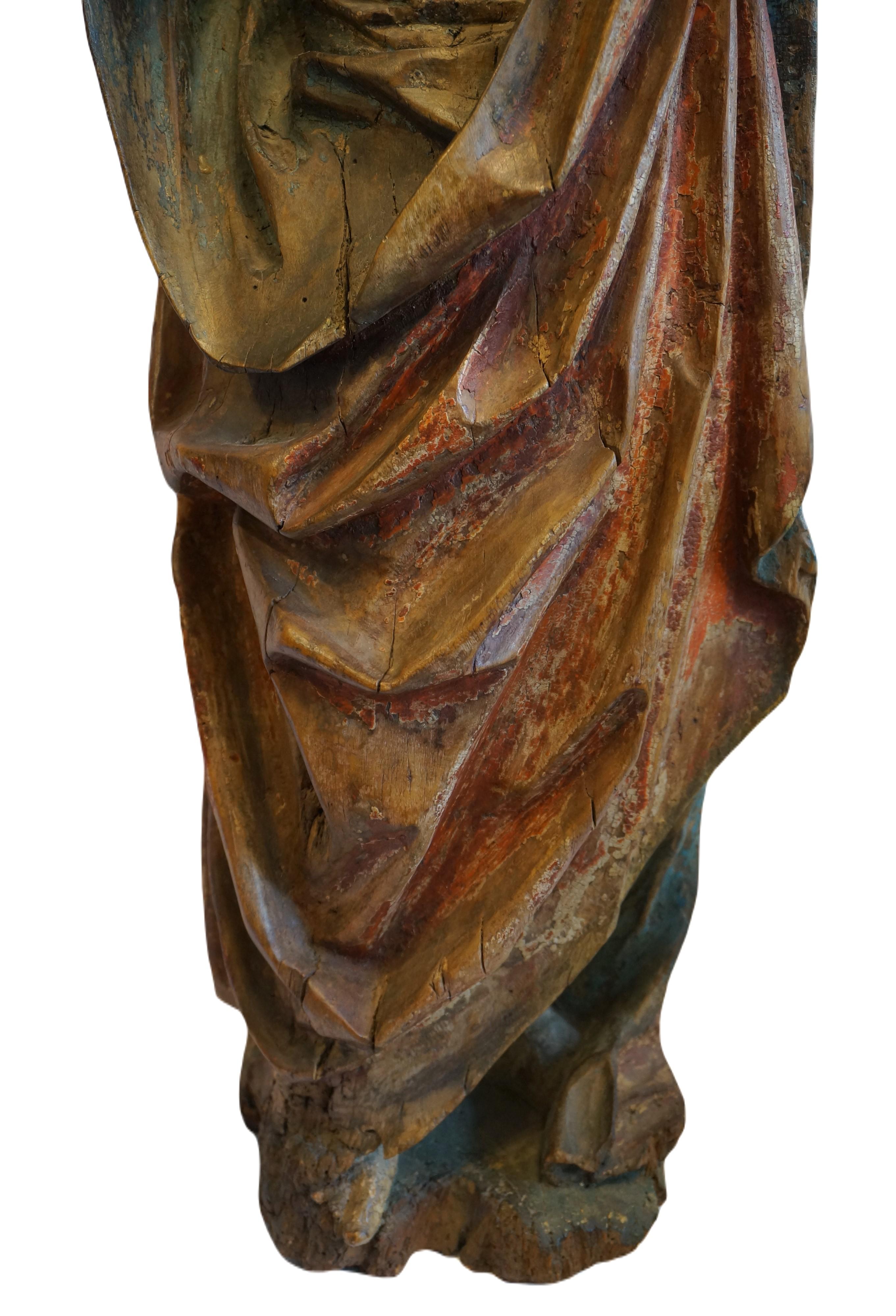 Rare medieval wooden sculpture of the risen Christ, Gothic style, 15th ...