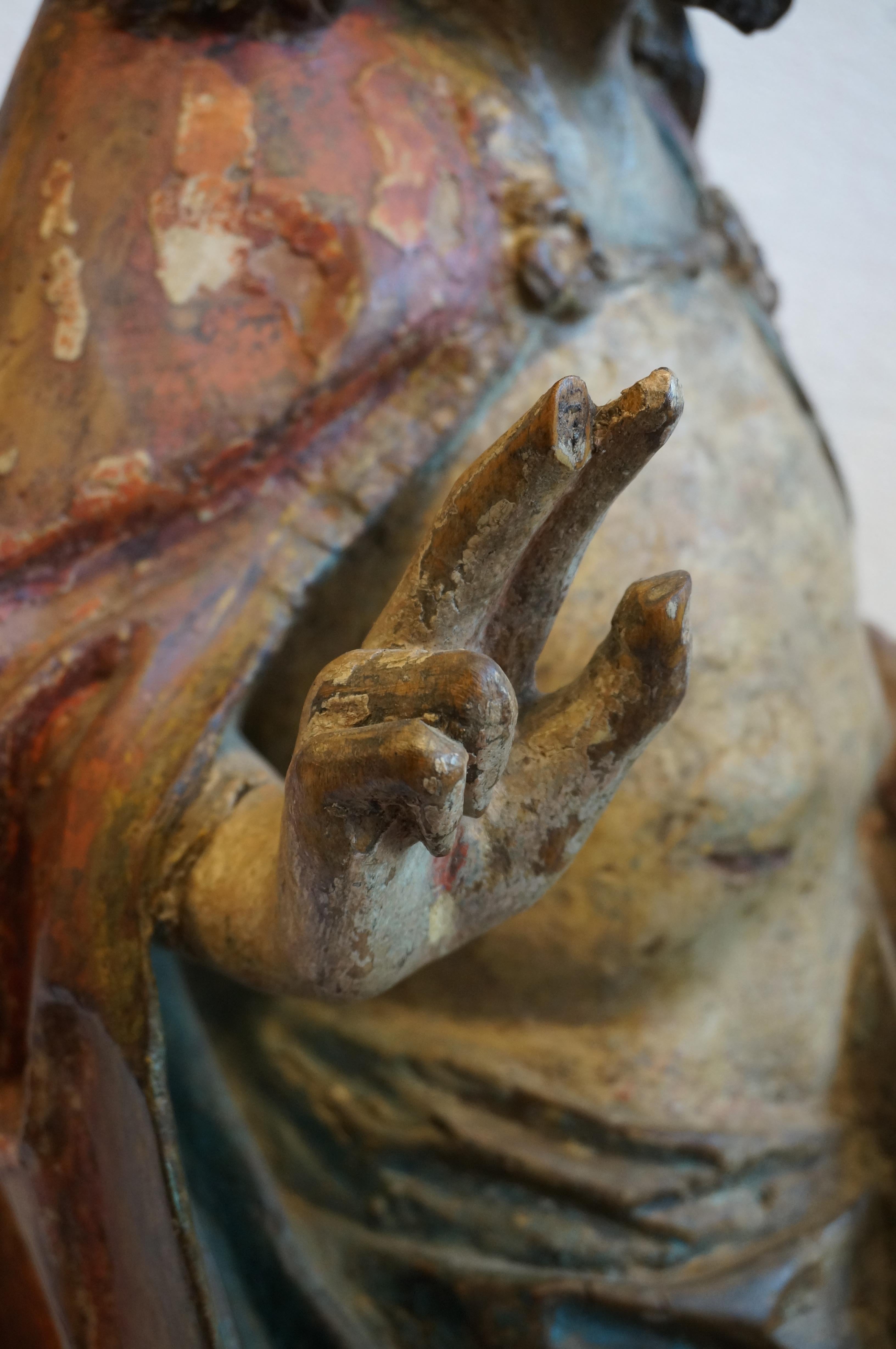 Rare medieval wooden sculpture of the risen Christ, Gothic style, 15th ...