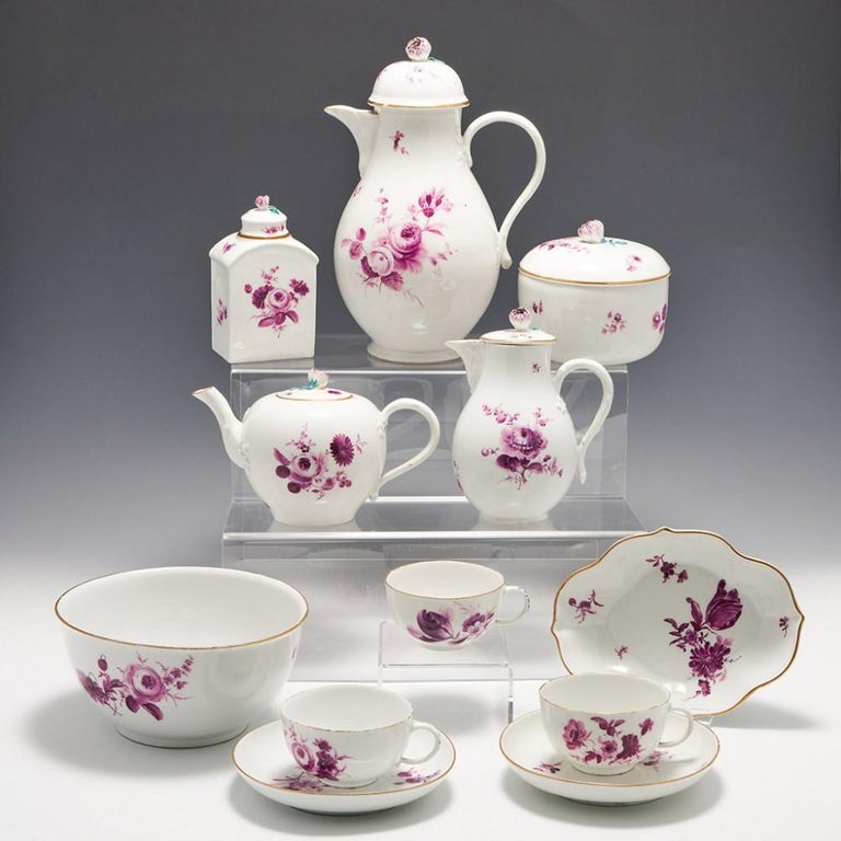 Rare Meissen Dot Period Porcelain Hausmaler Eight Person Tea and Coffee ...
