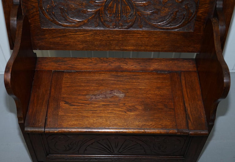 Rare Metamorphic Solid English Oak Monks Bench with Tilt-Top Table and ...
