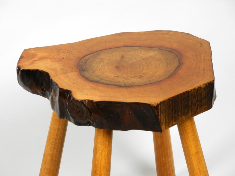 Rare Midcentury Four-Legged Side Table Made of a Thick Tree Slice with ...