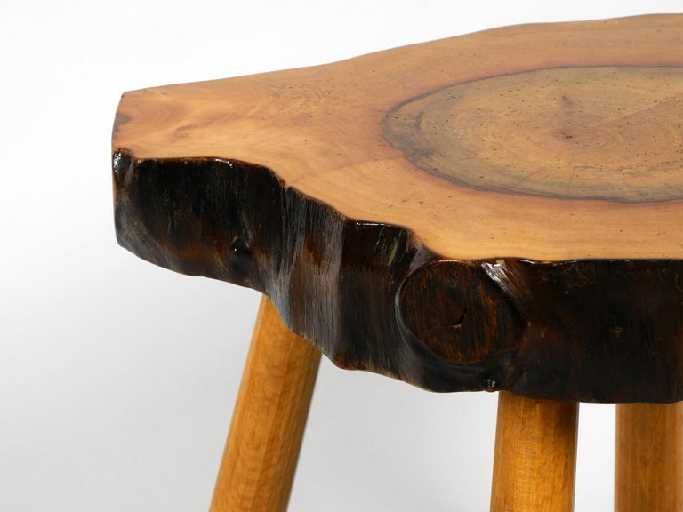 Rare Midcentury Four-Legged Side Table Made of a Thick Tree Slice with ...