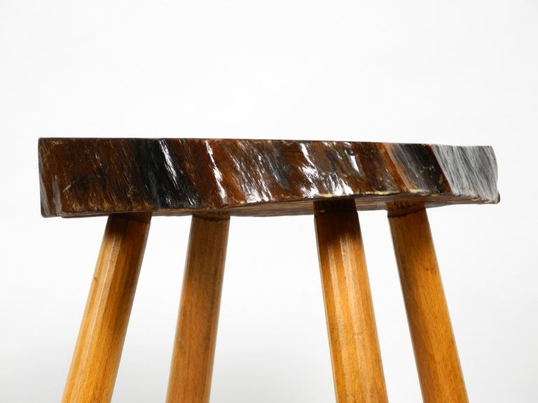 Rare Midcentury Four-Legged Side Table Made of a Thick Tree Slice with ...