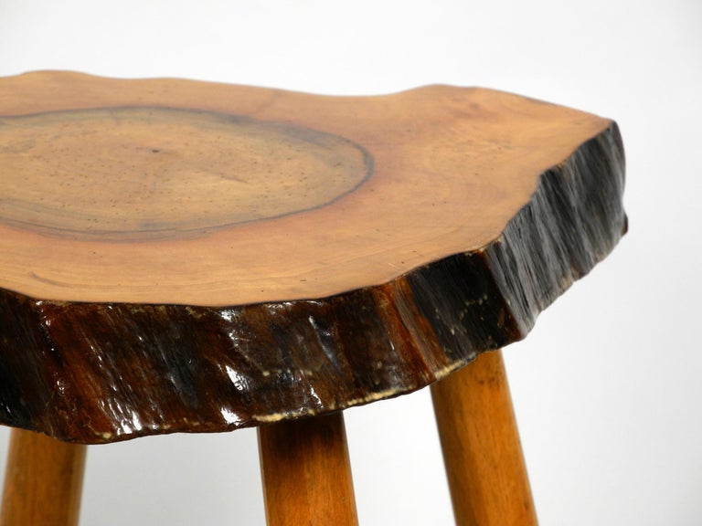 Rare Midcentury Four-Legged Side Table Made of a Thick Tree Slice with ...