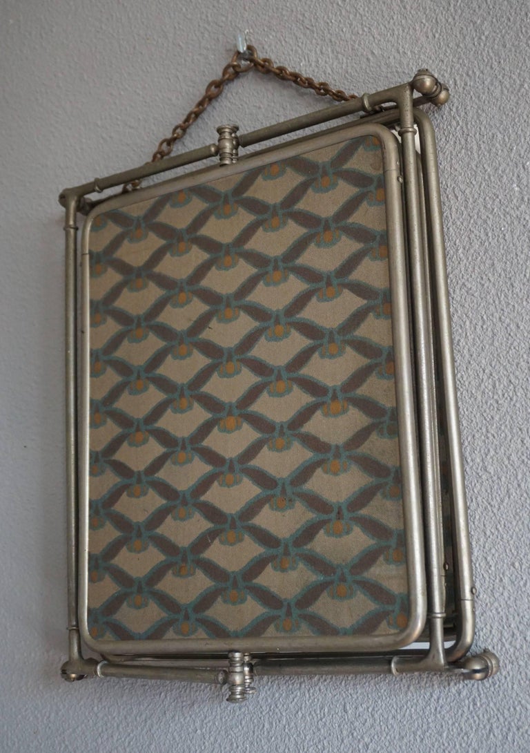 Rare Midcentury Industrial Threefold Metal Frame Folding Wall Mirror ...