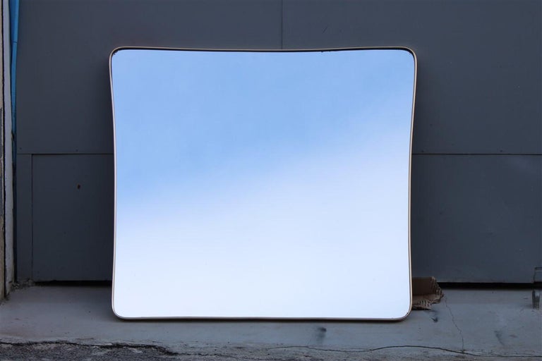 Rare Midcentury Italian Design Mirror Shaped Brass Gio Ponti Attributed, 1950s For Sale at 1stDibs