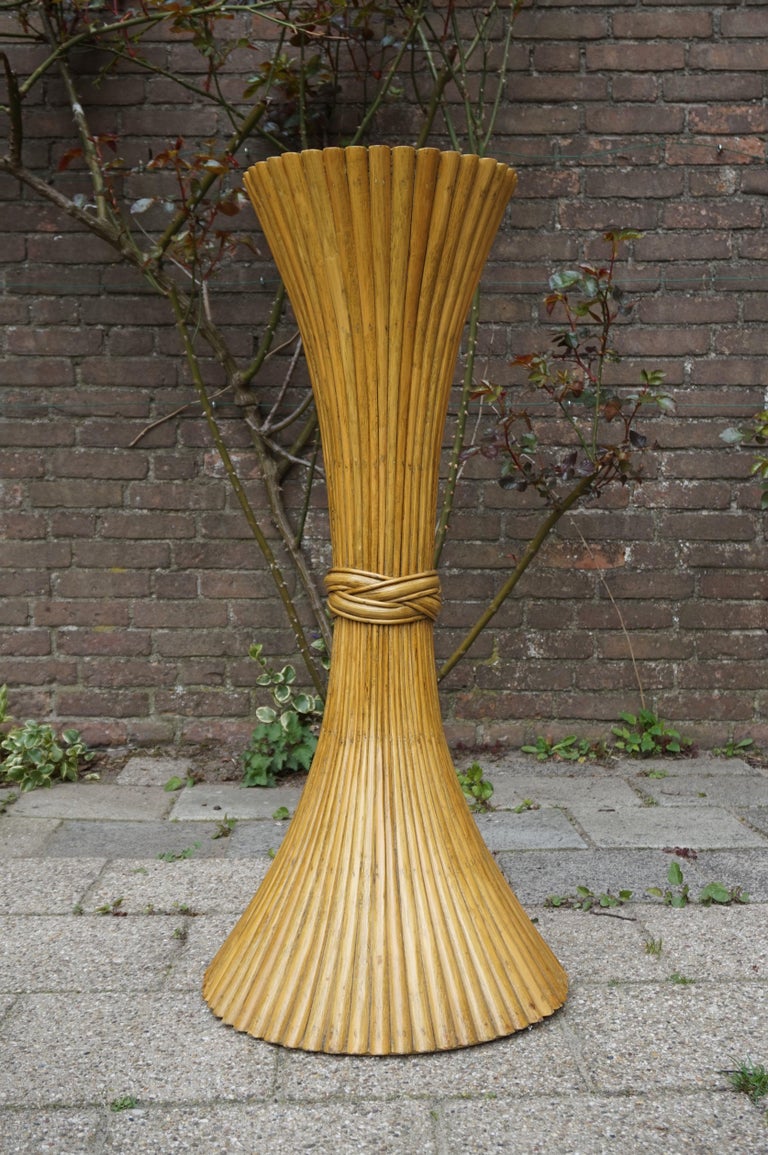 Rare Midcentury Made McGuire Sheaf of Wheat Rattan Floor Pedestal ...