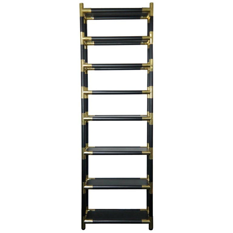 Rare Mid-Century Modern/Hollywood Regency Brass Bookshelf, 1970s at 1stDibs