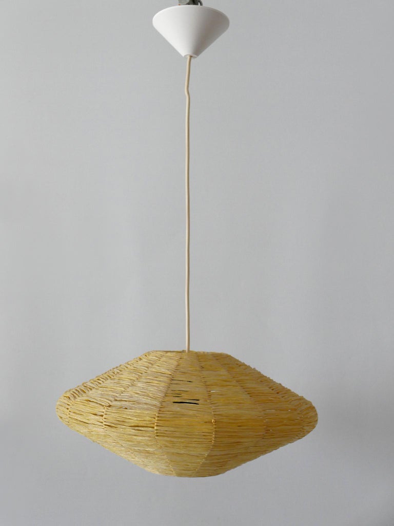 Rare Mid-Century Modern Raffia Bast Pendant Lamp or Hanging Light ...
