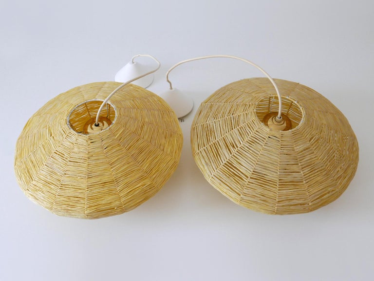 Rare Mid-Century Modern Raffia Bast Pendant Lamp or Hanging Light ...