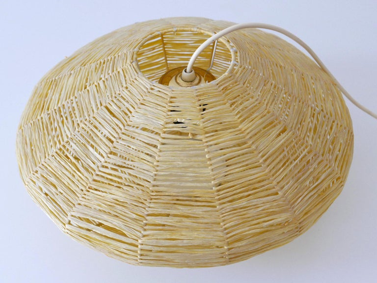 Rare Mid-Century Modern Raffia Bast Pendant Lamp or Hanging Light ...