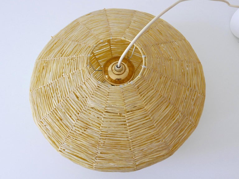 Rare Mid-Century Modern Raffia Bast Pendant Lamp or Hanging Light ...