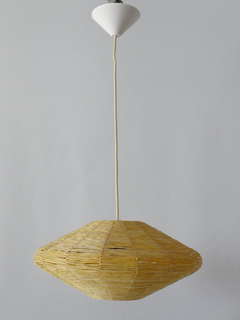 Rare Mid-Century Modern Raffia Bast Pendant Lamp or Hanging Light ...