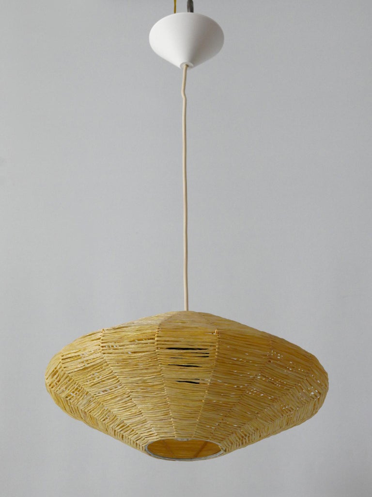 Rare Mid-Century Modern Raffia Bast Pendant Lamp or Hanging Light ...