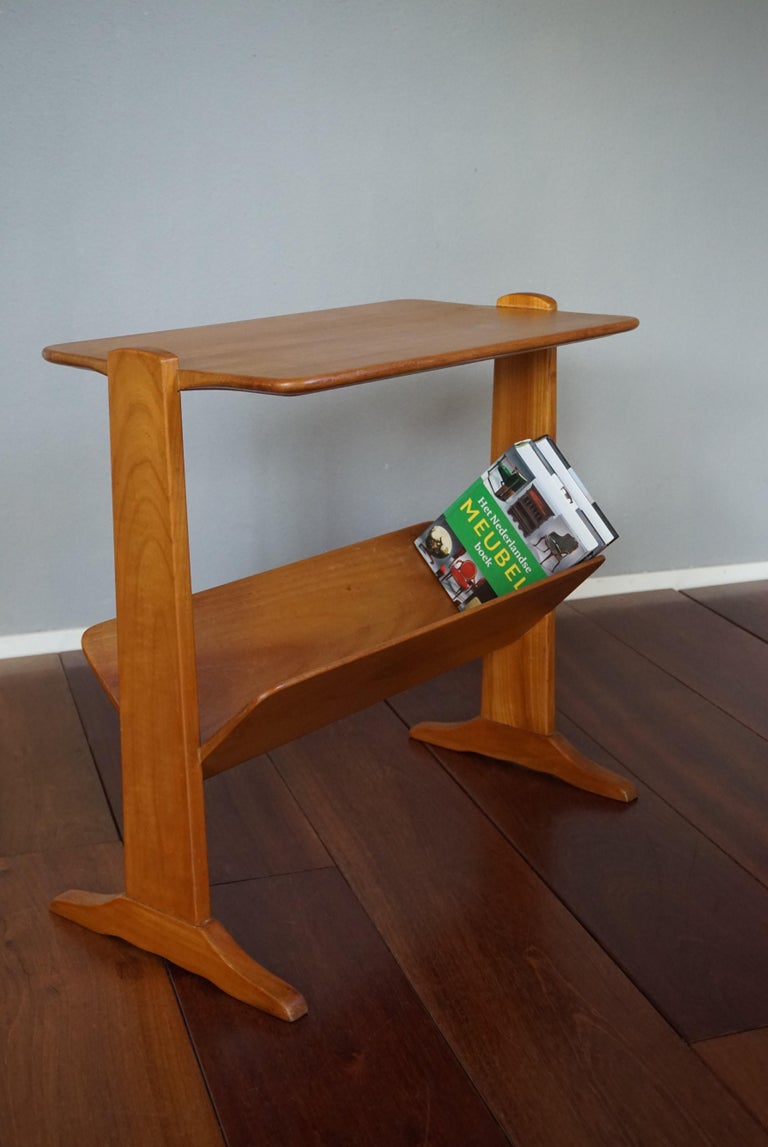Rare Mid-Century Modern Solid Cherrywood End or Side Table with Book ...