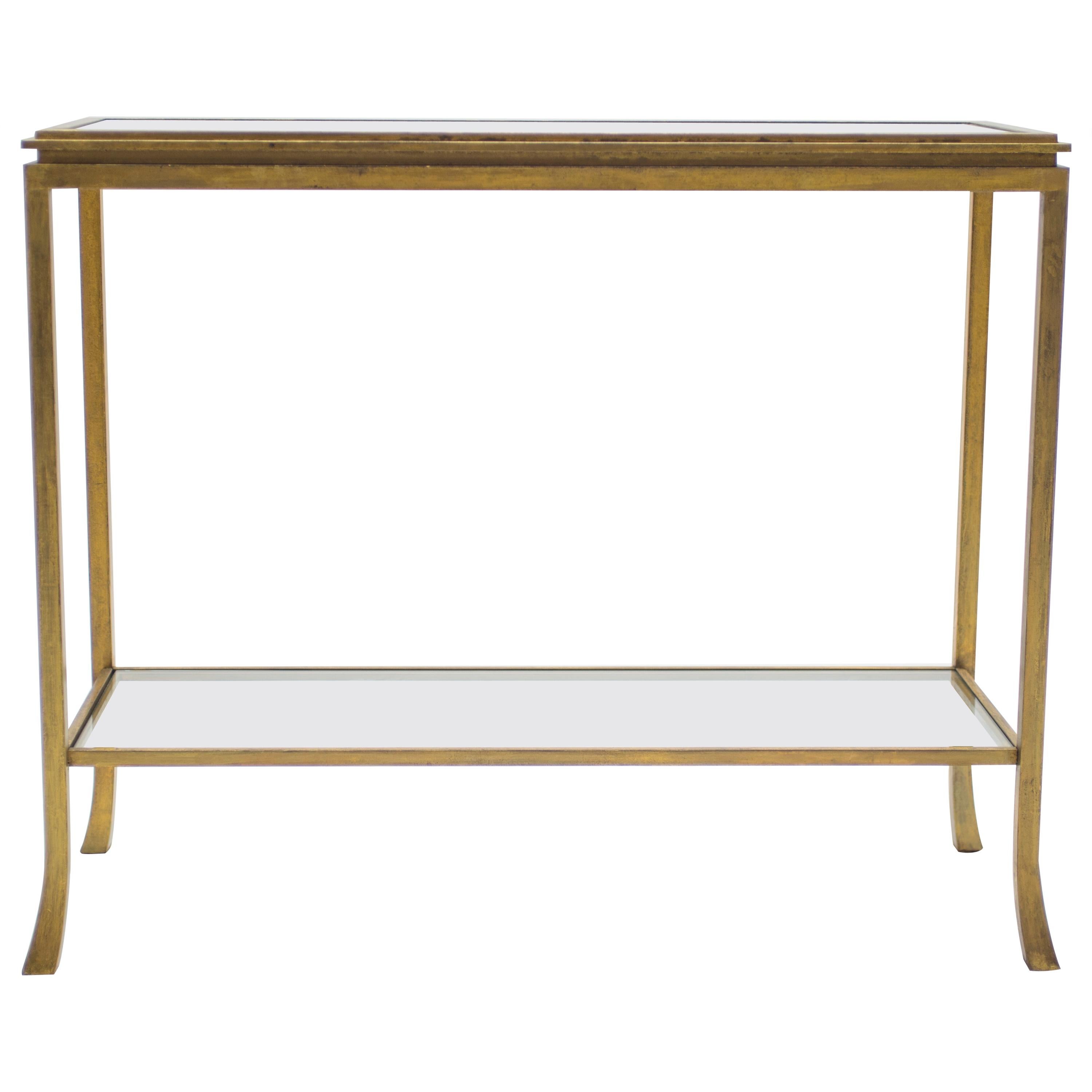 Rare Midcentury Robert Thibier Gilt Wrought Iron Gold Leaf Console ...