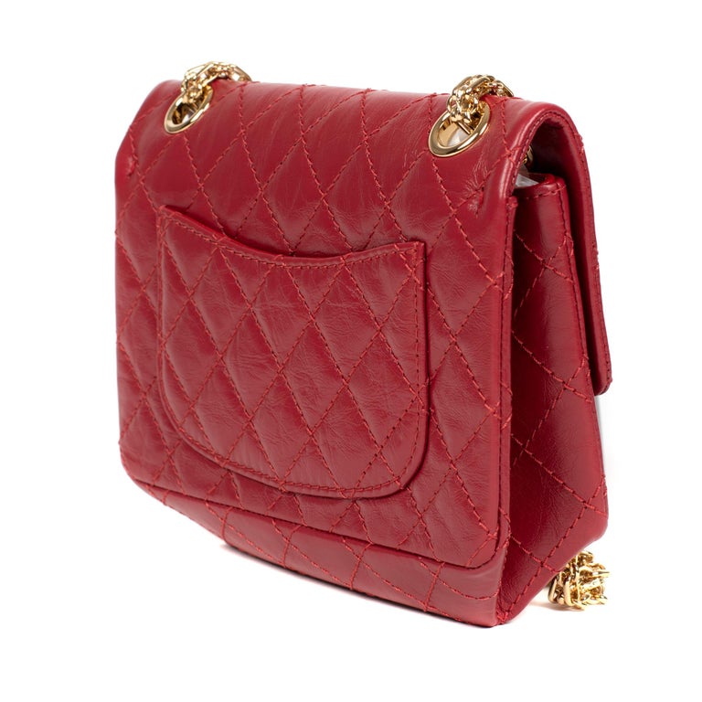 Rare Mini Chanel 2.55 Reissue handbag in red quilted leather, gold ...