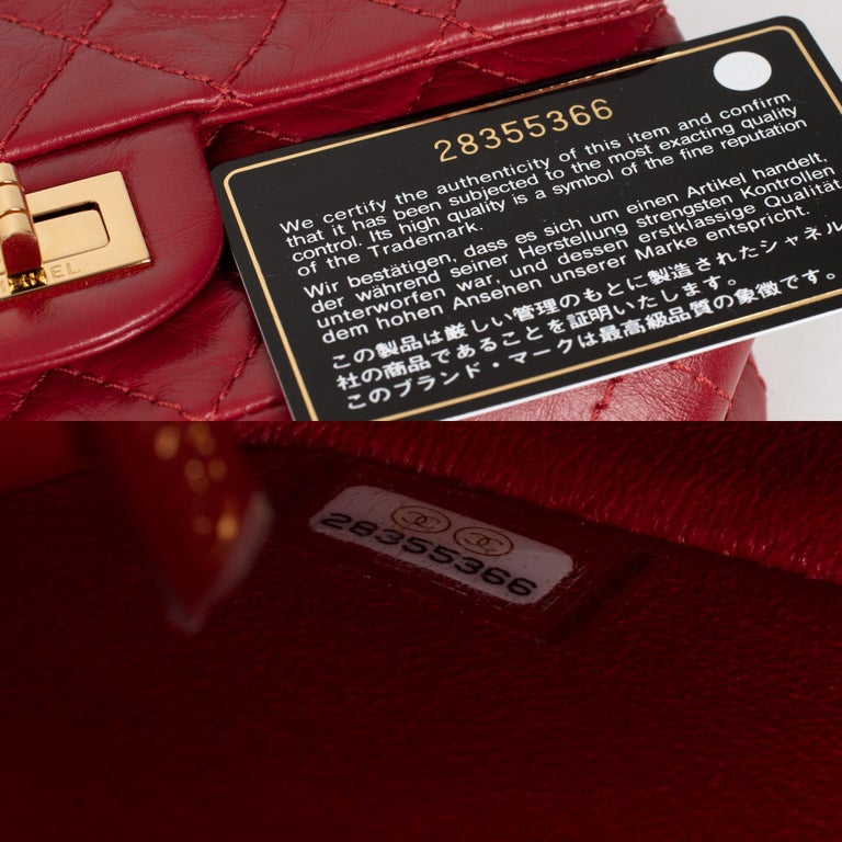 Rare Mini Chanel 2.55 Reissue handbag in red quilted leather, gold ...