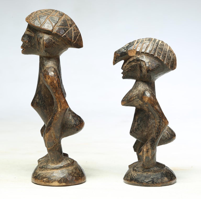 Rare Miniature Pair of Senufo Divination Male and Female Figures, Heavy ...