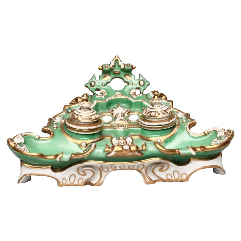 Rare Minton Ink Stand with Ink Pot and Sander For Sale at 1stDibs