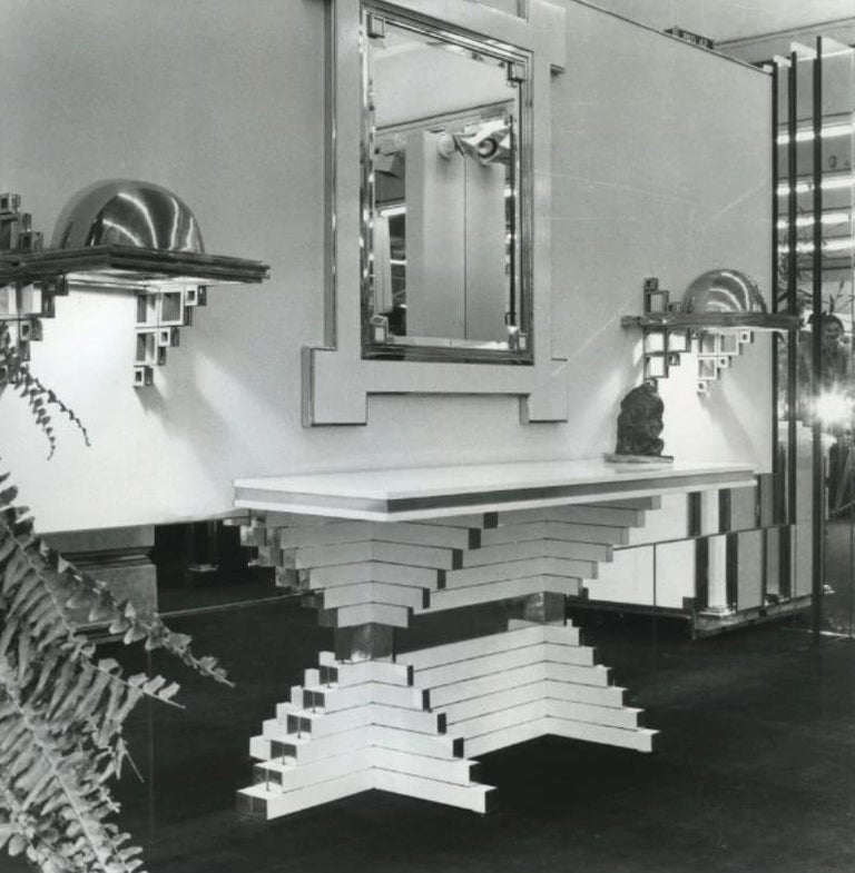 Rare Mirror by Alain Delon for Maison Jansen Lacquer and Brass, 1975 at ...