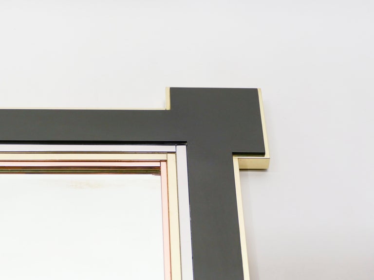 Rare Mirror by Alain Delon for Maison Jansen Lacquer and Brass, 1975 at ...