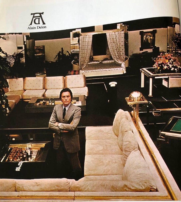 Rare Mirror by Alain Delon for Maison Jansen Lacquer and Brass, 1975 at ...