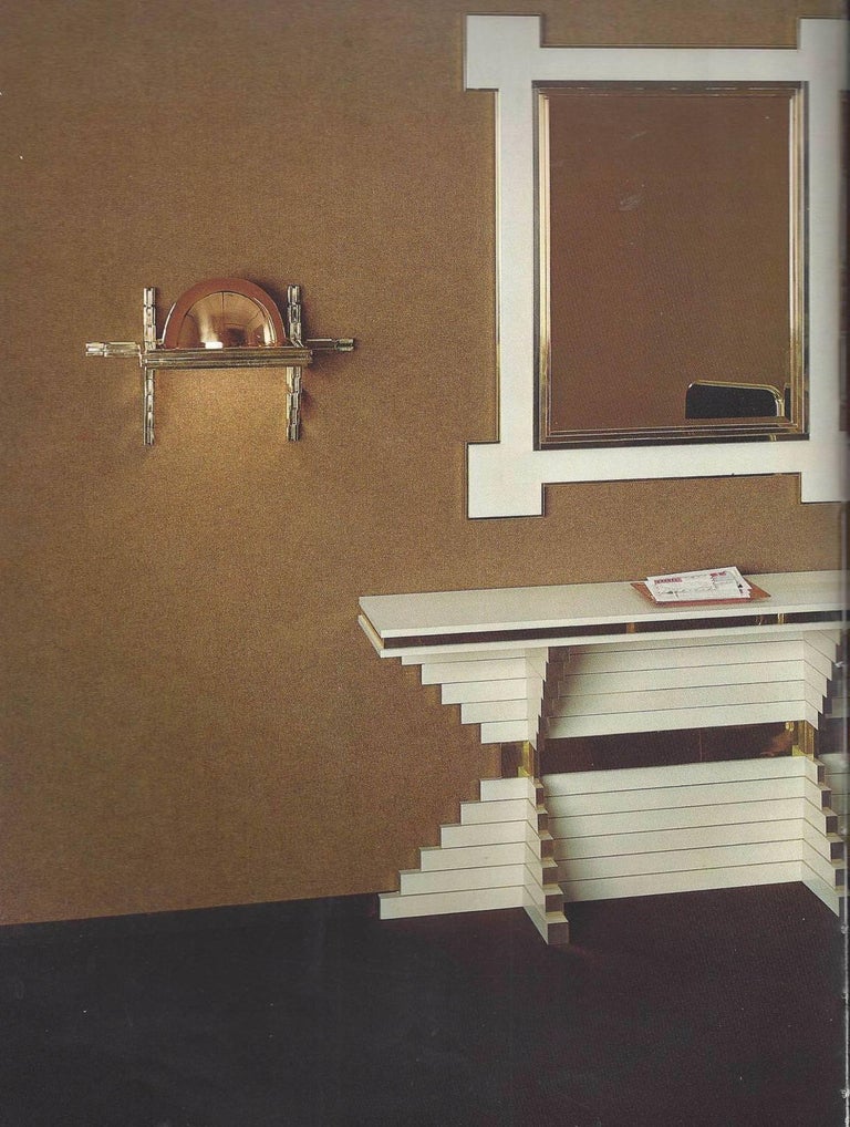 Rare Mirror by Alain Delon for Maison Jansen Lacquer and Brass, 1975 at ...