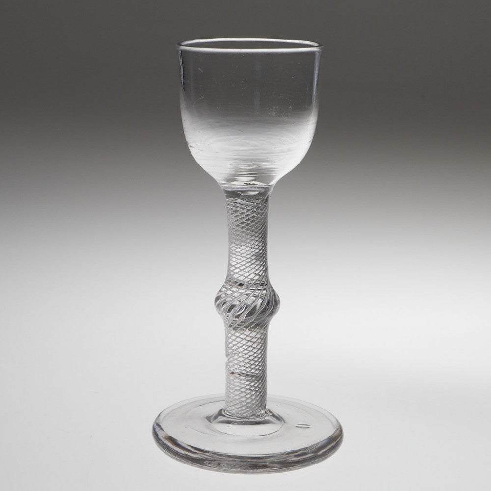 Rare Multi Spiral Air Twist Stem Short Wine Glass With Firing Foot ...