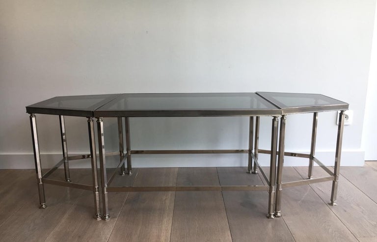 Rare Nickeled Three Elements Coffee Table For Sale at 1stDibs
