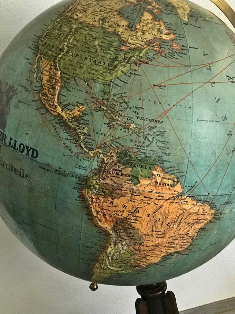 Rare Norddeutscher North German Lloyd Bremen Relief Globe, circa 1924 ...
