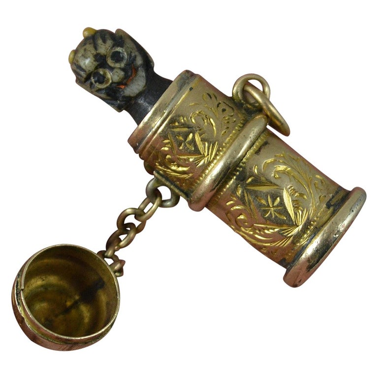 Rare Novelty Victorian Yellow Gold Enamel Jumping Devil Charm Pendant ...