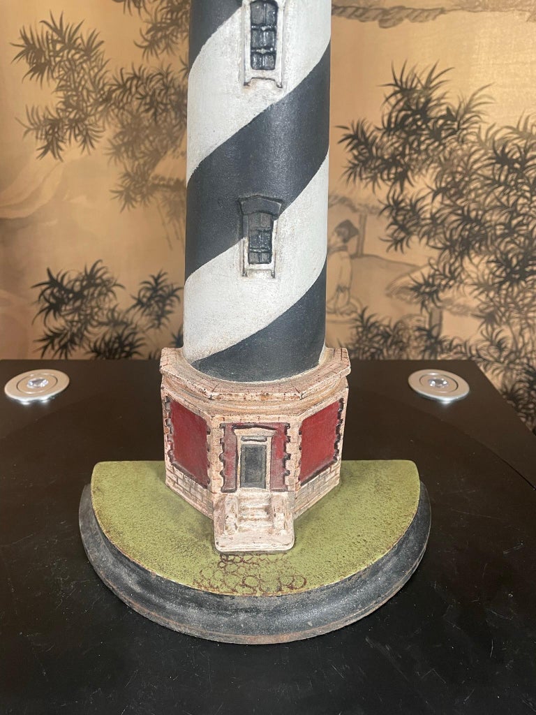 Rare Old "Cape Hattaras" Lighthouse Sculpture in Vibrant Original ...