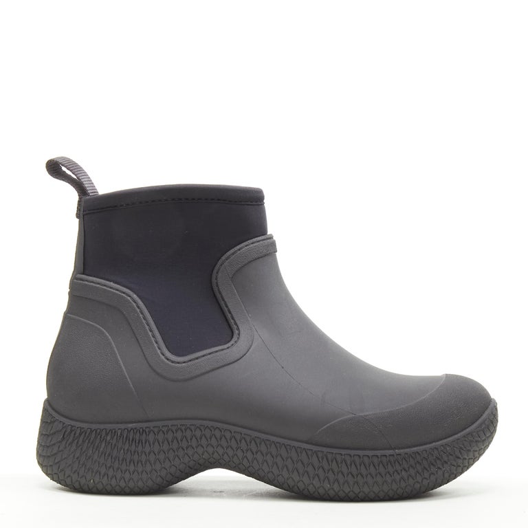 rare OLD CELINE Phoebe Philo black rubber scuba sock pull on rain boots ...