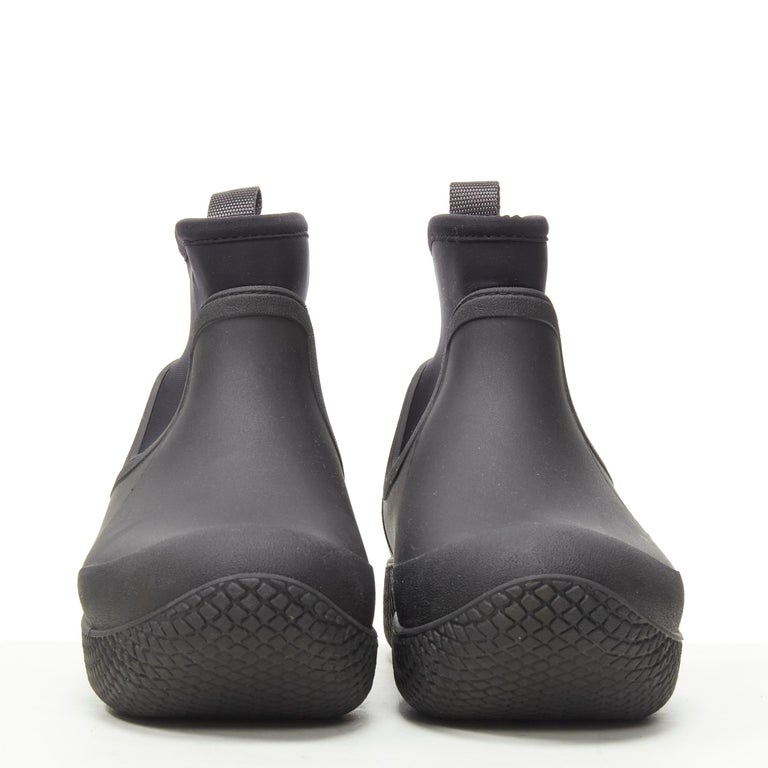 rare OLD CELINE Phoebe Philo black rubber scuba sock pull on rain boots ...