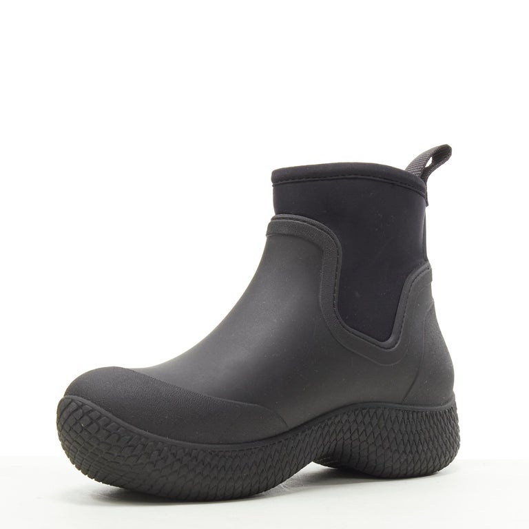 rare OLD CELINE Phoebe Philo black rubber scuba sock pull on rain boots ...