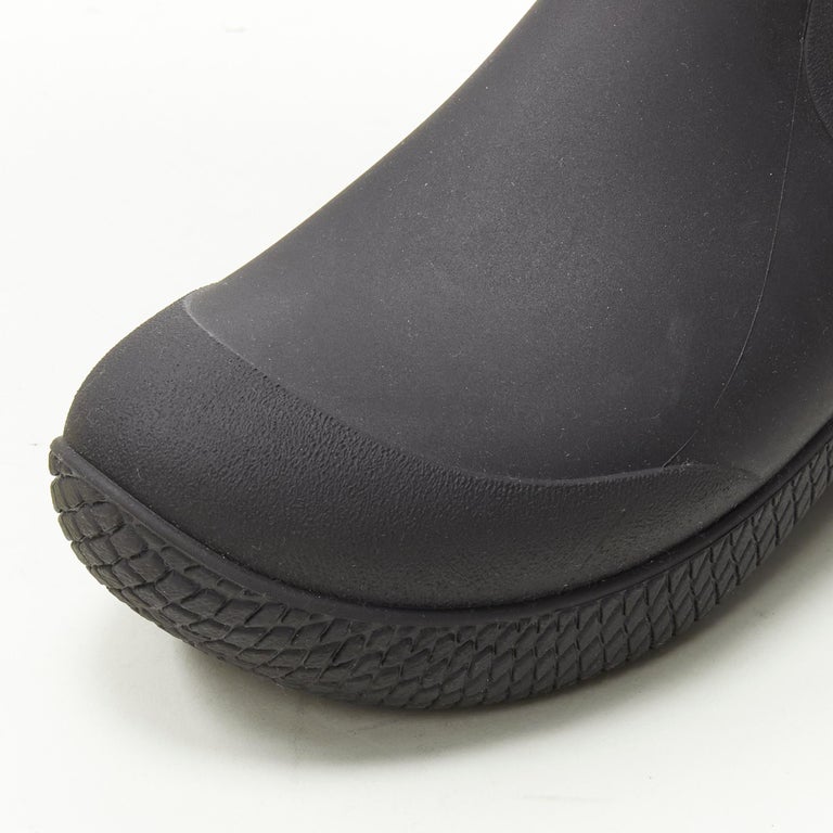 rare OLD CELINE Phoebe Philo black rubber scuba sock pull on rain boots ...
