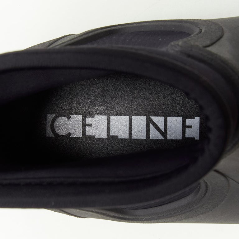 rare OLD CELINE Phoebe Philo black rubber scuba sock pull on rain boots ...
