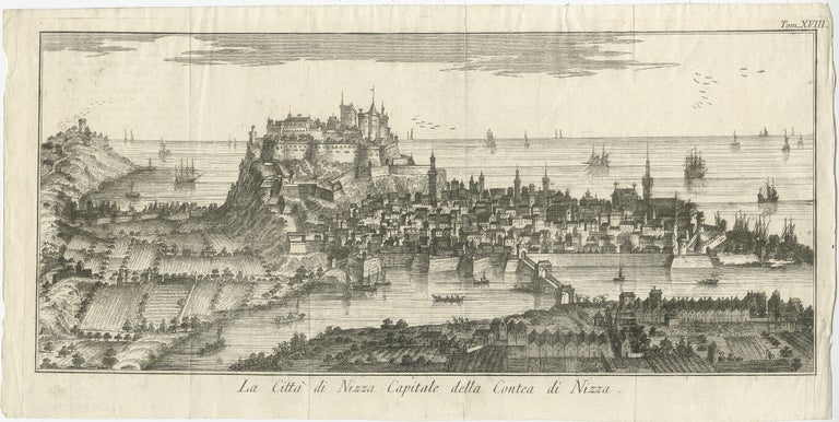 Rare Old Engraving of the French City of Nice, 1751 For Sale at 1stDibs