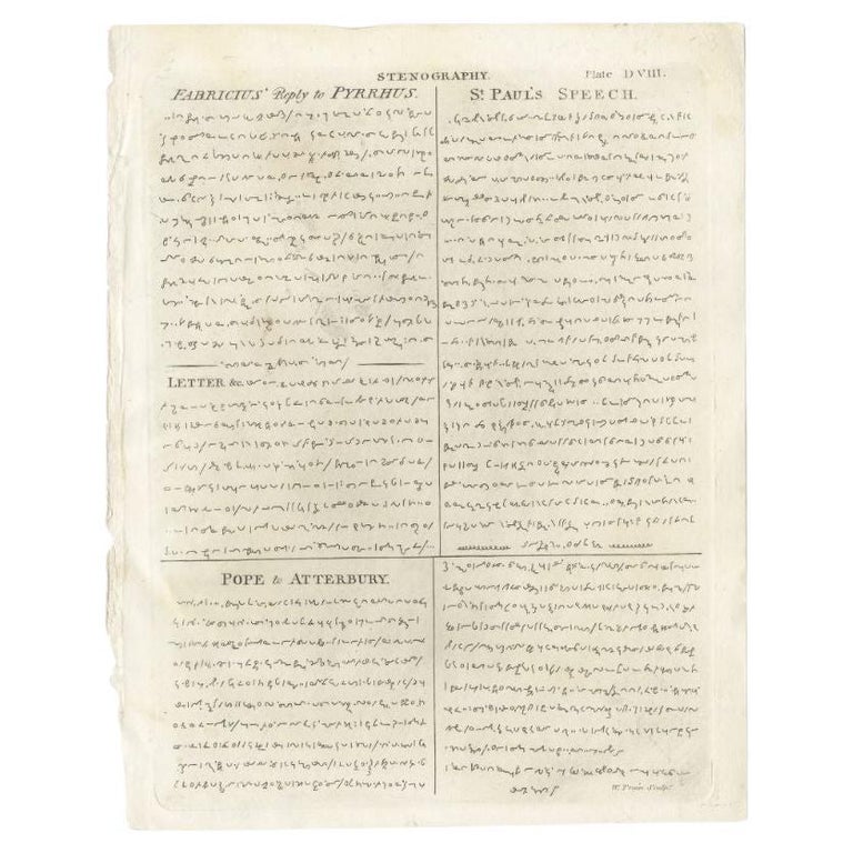 Rare Old Print of Stenography, Fabicius' Reply to Pyrrhus and St. Paul ...
