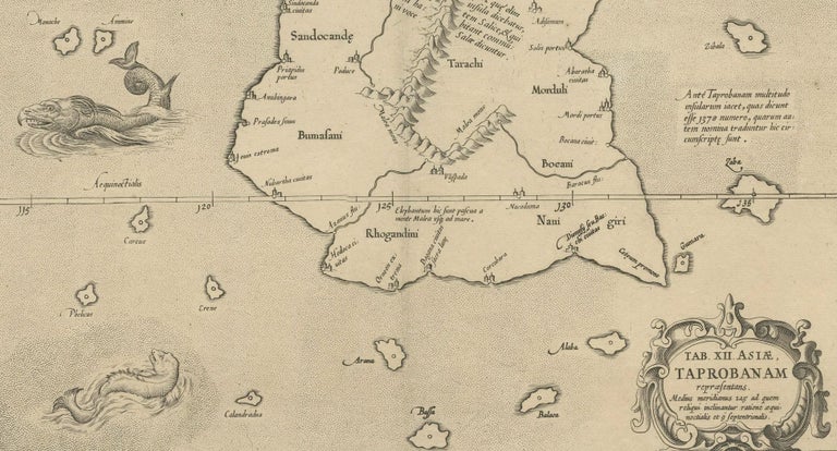 Rare Original Antique Ptolemy Map of Ceylon, Present Day Sri Lanka For ...
