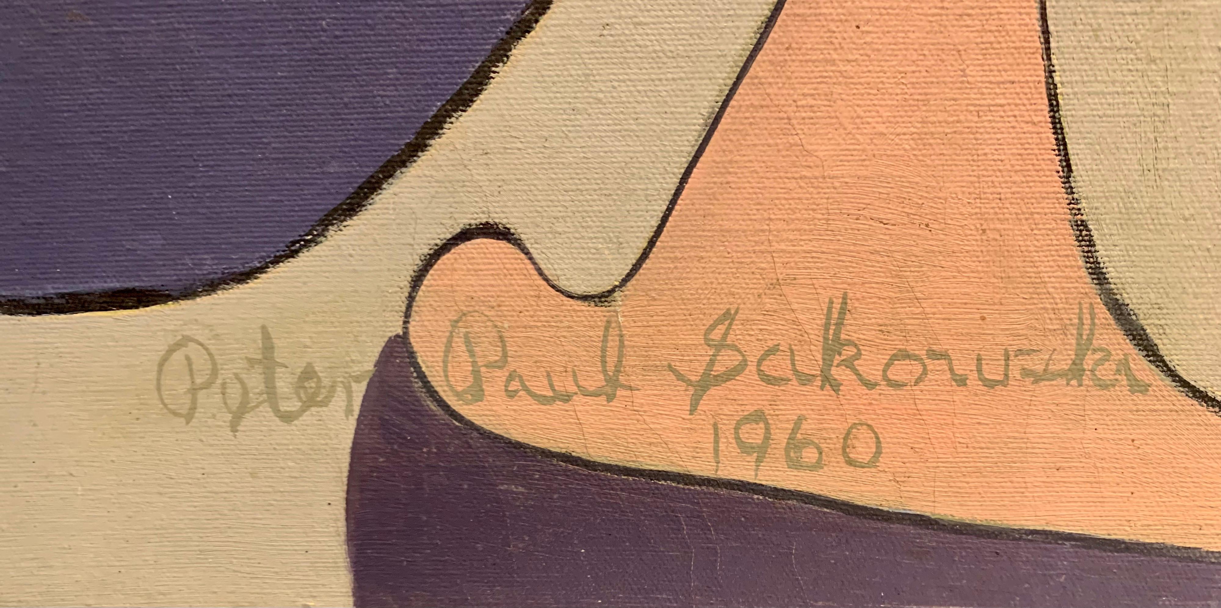 Rare Original Signed Peter Paul Sakowski Mid Century Abstract Painting ...