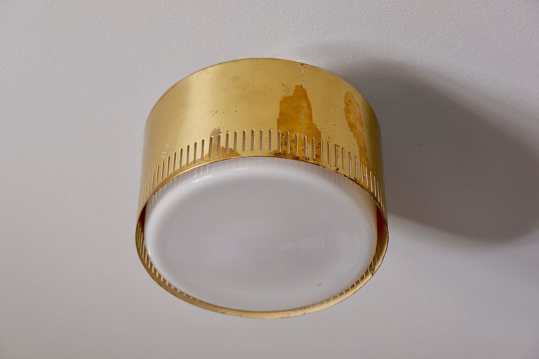 Rare Paavo Tynell Ceiling Fixture in Opal Glass and Brass for Taito Oy ...