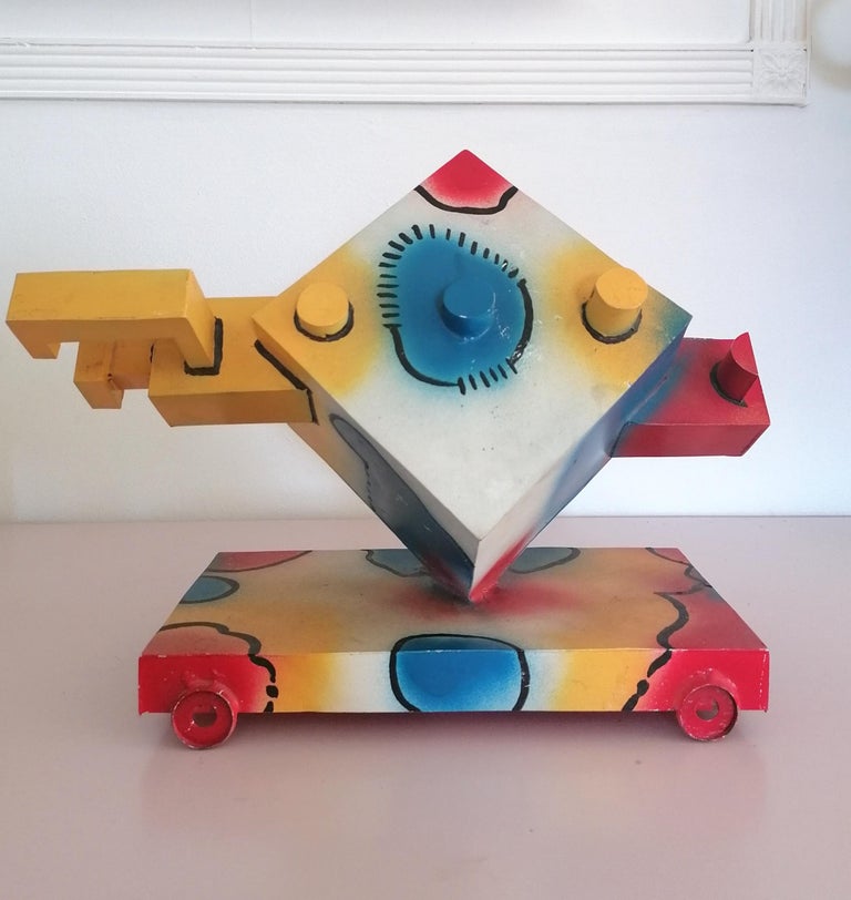 Rare Painted Steel Folk / Outsider Art Sculpture by Robert Gilkerson ...